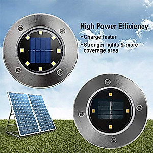 Aogist 4 Packs Solar Ground Lights,8 LED Garden Lights Patio Disk Lights In-Ground Outdoor Landscape Lighting for Lawn Patio Pathway Yard Deck Walkway