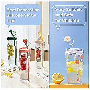 Cute Straw Covers Cap for Cup,Reusable Drinking Straw Covers Cap for Tumblers,Silicone Cup Straw Cover Stoppers Charms Tips for 0.24-0.32 inch Straws, Ideal for Beach Party Outdoor-8 Pieces