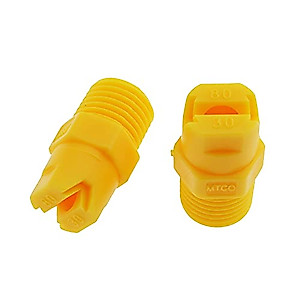 E-outstanding 5-Pack Flat Fan Spray Tip 1/4" BSP Male Thread PP Plastic Standard Veejet Yellow Nozzles, 80 Degree