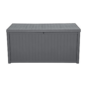 EPOFIT 113 Gallon Resin Deck Box, Waterproof Outdoor Storage Box with Lockable Lid and Handles, Large Deck Storage for Outdoor Gear, Patio Furniture Cushion, Gardening Tools, Grey