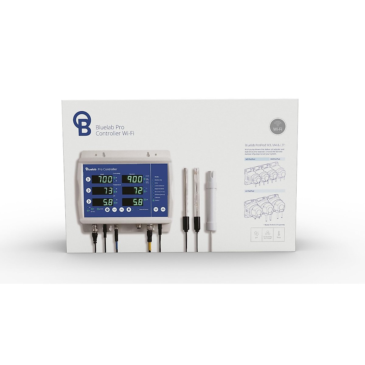 Bluelab Pro Controller Wi-Fi Fully Automated 24/7 Digital Monitor for Hydroponics Multi-Nutrient & pH Dosing with EC Temperature Probe and Edenic Remote Monitoring Essential for Agriculture