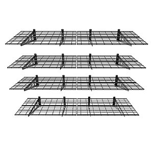 FLEXIMOUNTS 4-Pack 2x6ft 24-inch-by-72-inch Wall Shelf Garage Storage Rack Floating Shelves, Black