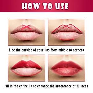 Matte Lip Liner Pencil Set - 12 Assorted Colors Natural Lip Makeup Soft Pencils Waterproof and Long Lasting Velvet Lip Liners (red, pink, rose, plum, peach, cherry, dark brown etc)