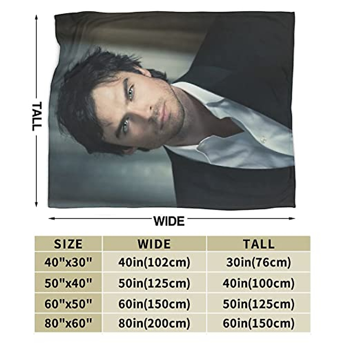 Ian Somerhalder Blanket Super Soft Lightweight Fleece Thermal Blanket All Season for Bed Couch Living Room Air Conditioning Blanket