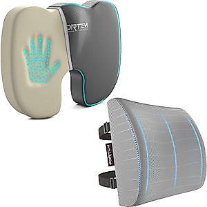 FORTEM Chair Seat Cushion (Mesh, Grey) + Lumbar Support