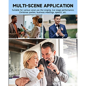 Moukey Karaoke Microphone, Dynamic Microphone with 13 ft Cable, Metal Handheld Cardioid Wired Mic, XLR Microphone for Singing/Stage/Chrismas,Compatible w/Karaoke Machine/PA System/Amp/Mixer, Grey