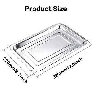 Utoolmart Grill Pan, 320mmx220mm Stainless Steel Baking Sheet Pan, Thickened Barbecue Grilling Plate for Small or Delicate Foods 1Pcs