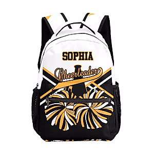SunFancyCustom Custom Cheer Cheerleader Black Gold Personalized Causual Shoulder Bag Sports Leisure Camping Backpack for Women Men