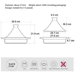 Xgxoz Tagine Cooking Pot Ceramic Tagine Cookware Tajine with Enameled Cast Iron Base Tagine Pot with Handle Nonstick Saucepan,Green