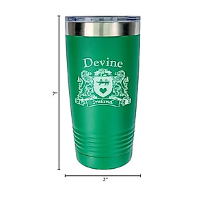 Devine Irish Coat of Arms Stainless Steel Green Travel Tumbler