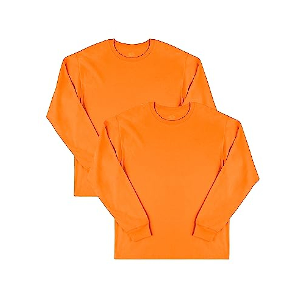 Fruit of the Loom Men's Eversoft Cotton T Shirts, Breathable & Moisture Wicking with Odor Control, Sizes S-4X, Long Sleeve-Safety Orange