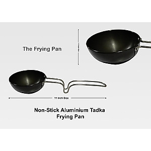 Khandekar Hard Anodized Tadka Pan, Nonstick Mini Fry Pan, Spice Roasting Pan, Vagharia with Long Handle - 11 inch (27.5 cm)