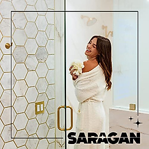 SARAGAN Shower Loofah - Large Exfoliating Bath Sponge - Body Scrubber Shower Sponge for Men & Women to Lather & Cleanse Skin - Pouf Made with 80g Plush Mesh - Helps Use Less Soap (Black)