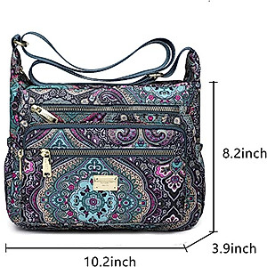 Pealwel Women Shoulder Handbag Roomy Multiple Pockets Bag Ladies Crossbody Purse Tote Top Handle Satchel(SS-Black&Blue)