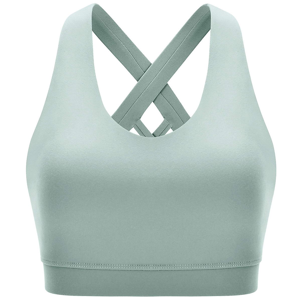 RUNNING GIRL Sports Bra for Women, Criss-Cross Back Padded Strappy Sports Bras Medium Support Yoga Bra with Removable Cups(WX2353D.Green.L)
