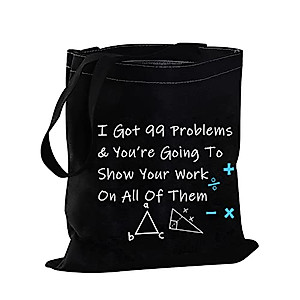 JYTAPP Math Teacher Gift Canvas Teacher Bag Math Science Geeky Gift Math Teacher Tote Bag Funny Gift
