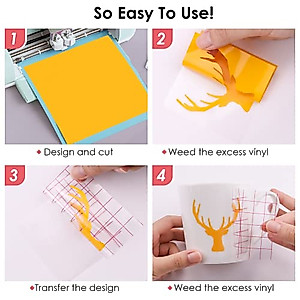 HTVRONT Permanent Vinyl for Cricut Machine-100 Pack 12"x12" Adhesive Vinyl Sheets Set, 90 Sheets Permanent Vinyl Bundle & 10 Transfer Tape for Vinyl Permanent