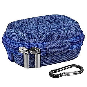 Geekria UltraShell Case with Carabiner Compatible with Jabra Elite 75t, Elite 65t True Wireless Earbuds, Replacement Protective Hard Shell Travel Carrying Bag with Cable Storage (Blue)