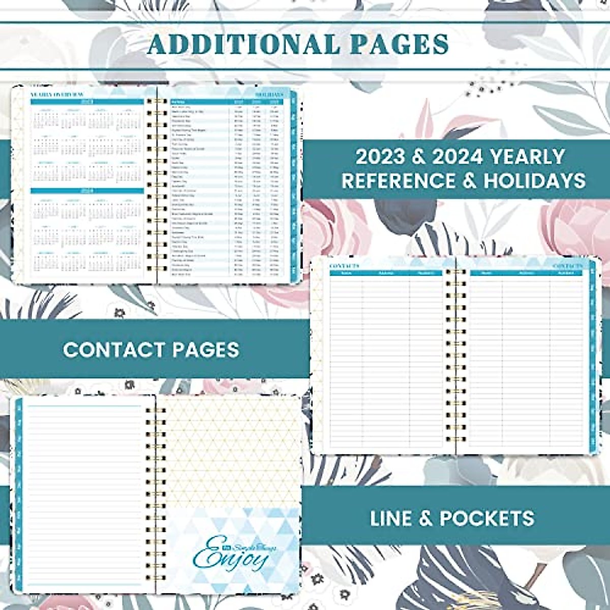 Planner 2023-2024 - Jul.2023 - Jun.2024, 2023-2024 Planner, Academic Planner 2023-2024, 2023-2024 Planner Weekly & Monthly with Tabs, 6.3" x 8.4", Hardcover with Back Pocket + Twin-Wire Binding, Daily Organizer - Petunia