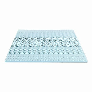 Mellow 2 Inch 5-Zone Memory Foam Mattress Topper, Cooling Gel Infusion, Full, Blue