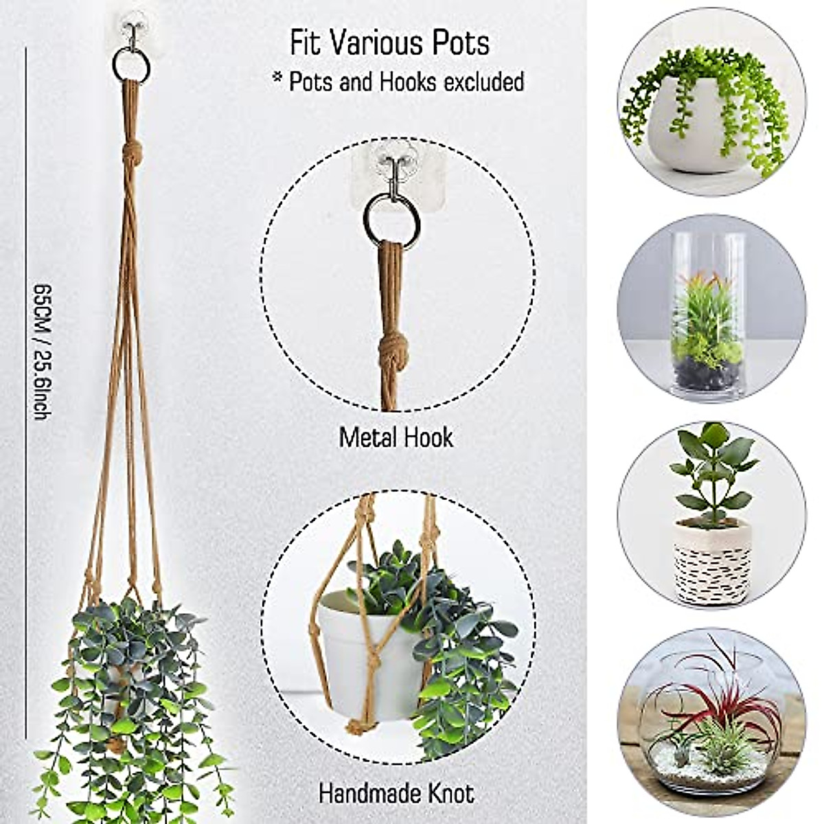 Oxsaytee 2 Pack Fake Hanging Plants with 2 Pcs Plant Hangers Fake Potted Plants for Wall House Home Office Room Patio Indoor Outdoor Aesthetic Decor