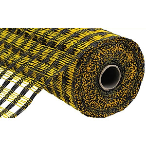 Poly Burlap Check Deco Mesh, 10" x 10 Yards (Black, Yellow)