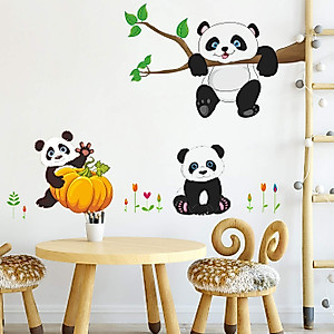 Amaonm Removable Cartoon Smile Panda Wall Decal Kids Room Wall Stickers 3D Peel Stick DIY Nursery Art Decor Baby Sticker Girls Living Room Classroom Kindergarten Bathroom Bedroom Decoration