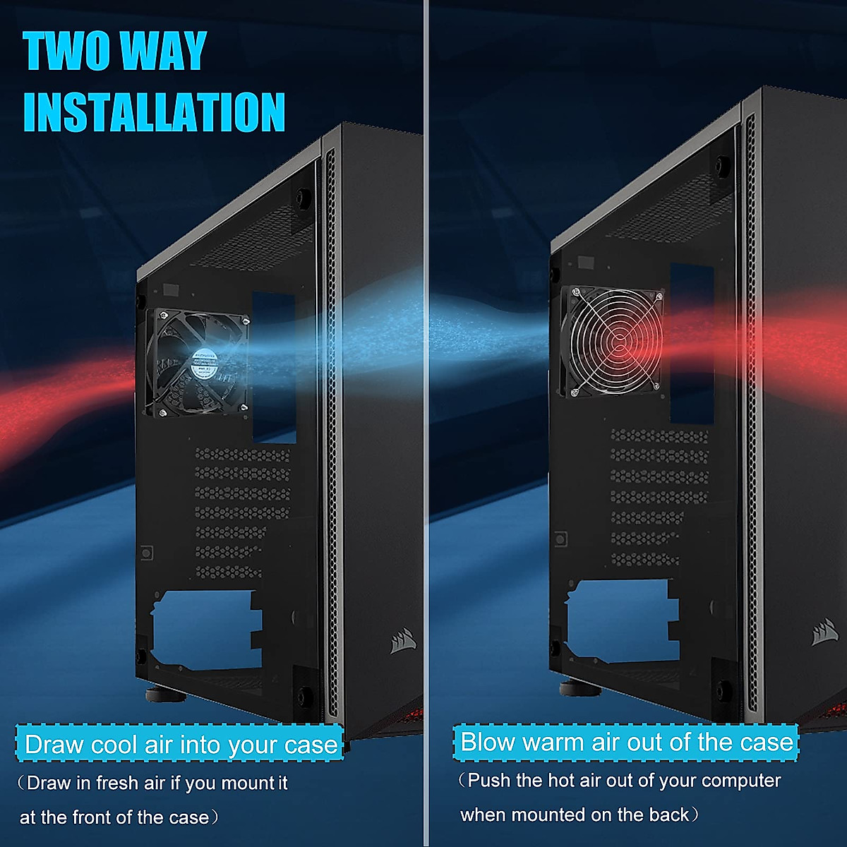 KEYFANCLUB 80mm x 25mm 12v Fan 2-Pin Replacement for Computer Case RV Refrigerator Power Supply Greenhouse Electronic Box Cooling