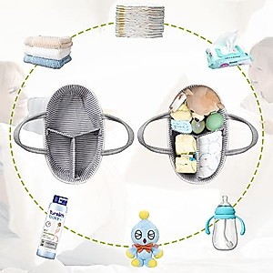 Meilleur Baby Diaper Caddy Organizer: Cotton Rope Diaper Caddy for Baby Girl & Baby Boy - large diaper caddy basket for Changing Table & Car - Baby Caddy with Removable Inserts - Portable Baby Basket