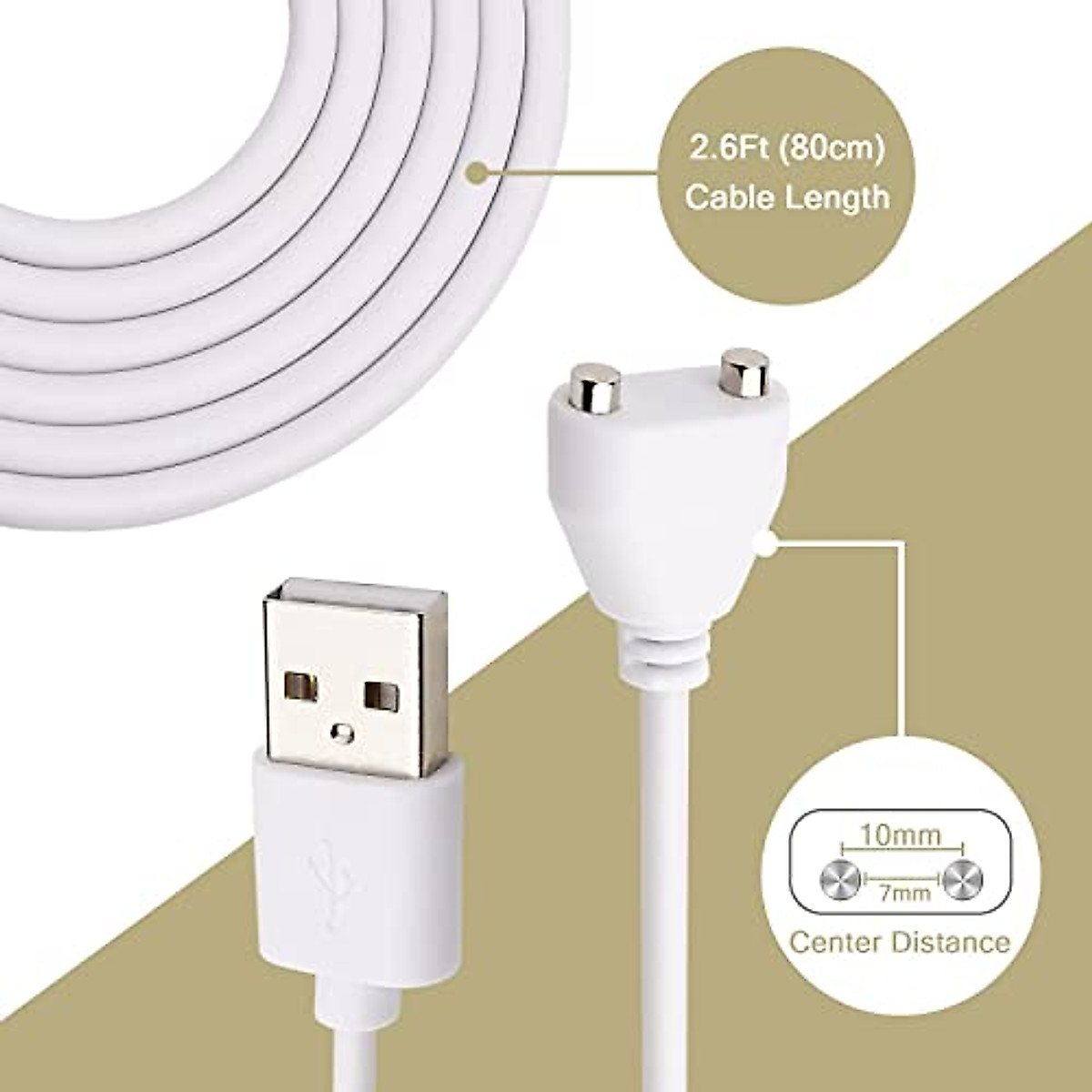 Kuzgokit Magnetic USB DC Charger Cable Replacement Charging Cord(10mm/0.39in) Wand Massagers Magnetic Charger Cable