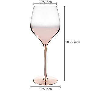 MyGift White Wine Glasses Set of 4, Ombre Rose Gold Colored Wine Glasses Stemware