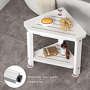 KEGII Corner Shower Stool, Bathroom Shower Bench for Inside Shower, Waterproof Shower Chair Seat for Shaving Legs, Non-Slip, White