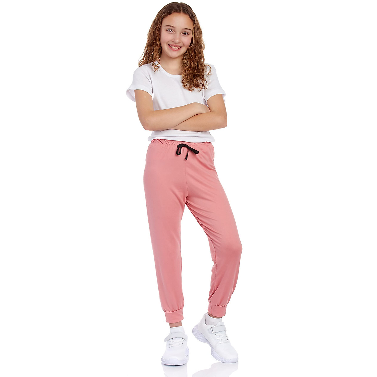 Sweet Hearts Girls' Sweatpants - Super Soft Athletic Performance Joggers: Made in USA (3 Pack), Size 10-12, Black/Mauve/Navy