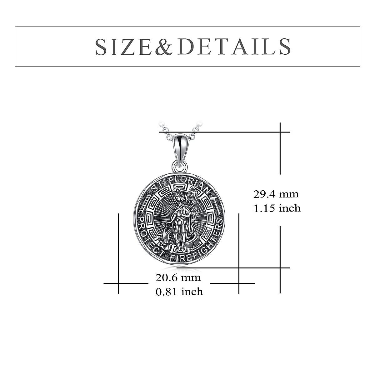 YFN Saint Florian Necklace Sterling Silver Religious Protector Pendant St Florian Jewelry Gifts for Women Men Firefighters