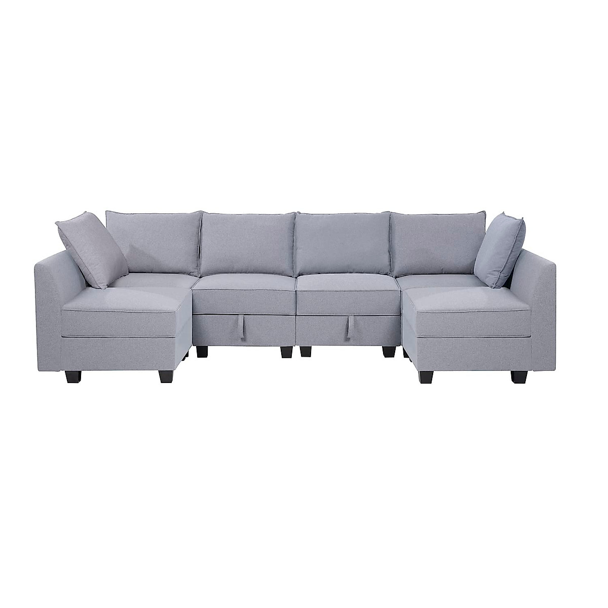Naomi Home Elizabeth Modern DIY Collection - Convertible Modular Sectional Sofa - Ultimate Sofa Experience - Linen Sofa Couch for Living Room, Apartment, Office - 6 Piece Modular Sectional - Gray