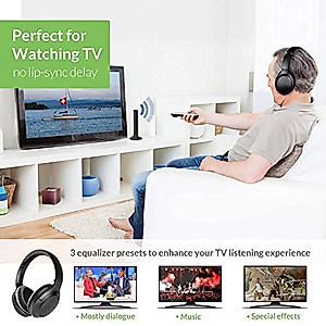 Avantree Opera Dual Link Bundle - Wireless Headphones High Volume for Seniors, Hearing Impaired (Set of 2) & Bluetooth 5.0 Transmitter Charging Dock, Long Range, Audio Bypass for Soundbar, No Delay