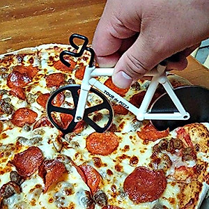 Bicycle Pizza Cutter - The Tour de Pizza Bicycle Pizza Cutter has Dual Stainless Steel Pizza Cutter Wheels - White Elephant Gifts - Funny Gifts - Kitchen Gadgets