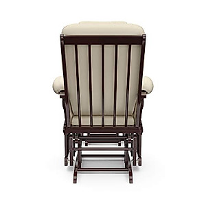 Storkcraft Tuscany Custom Glider and Ottoman with Free Lumbar Pillow, Espresso/Beige