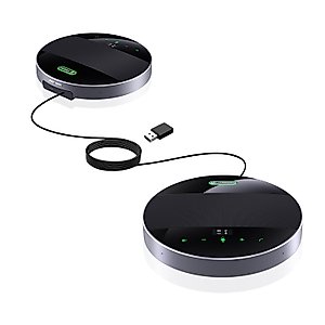 TONGVEO Bluetooth Speakerphones Conference Microphone,2 in 1 Daisy Chain Conference Speakers with Microphone,360° Voice Pickup Noise Reduction 8 Hour Call Time for up to 20 Attendees Meeting
