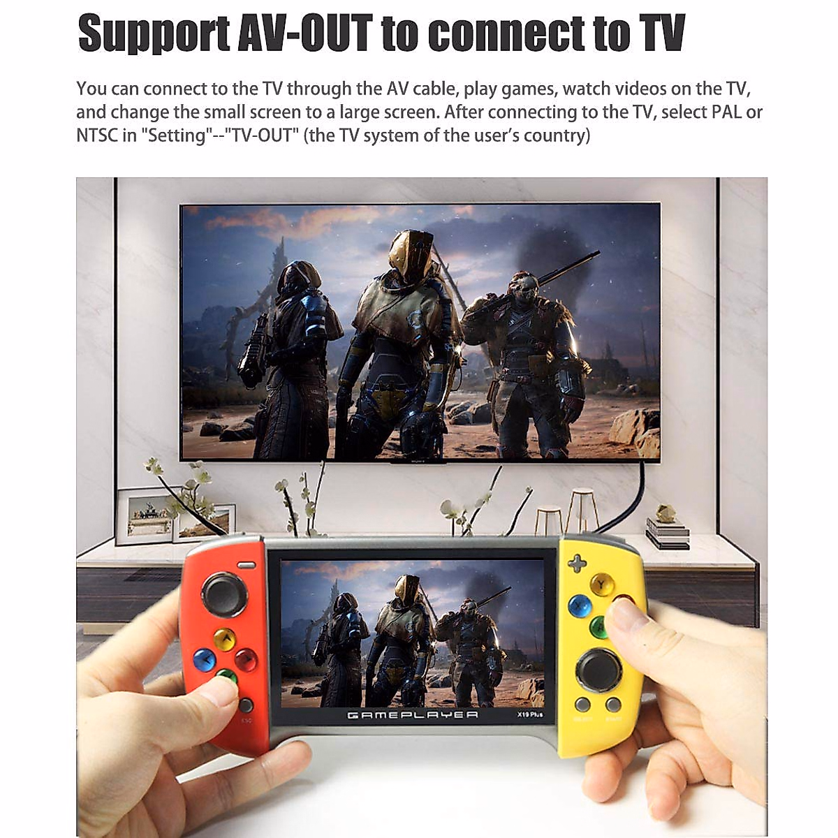 CZT New 5.1-inch Handheld Game Console Built-in 9100 Games Multiple simulators Game can be archived mp3/mp4 DV/DC E-Book Recorder Rechargeable Lithium Battery (Yellowred)