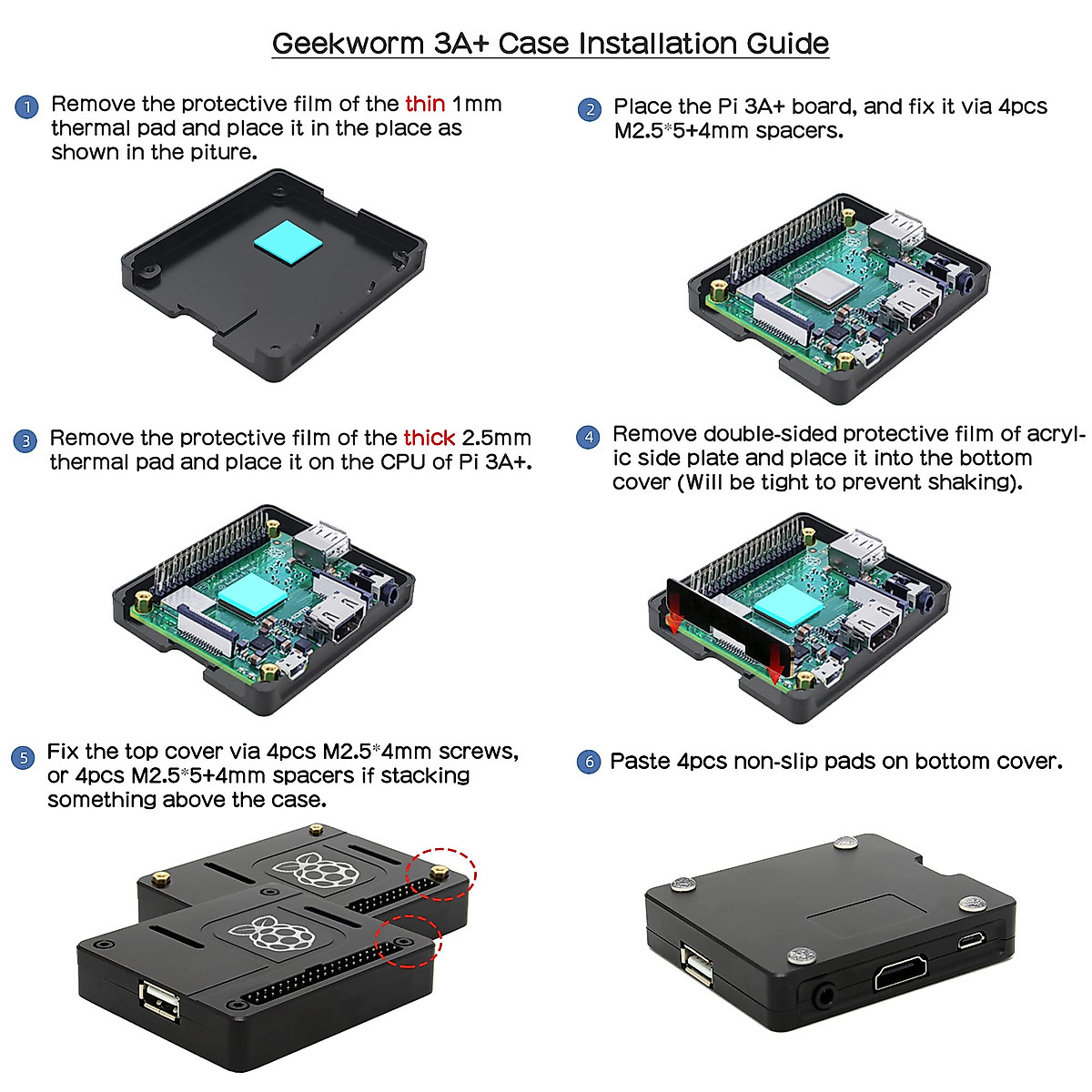 Geekworm Aluminum Case for Raspberry Pi 3A+, CNC Ultra-Thin Aluminum Alloy Metal Heatsink Case Compatible with Raspberry Pi 3 Model A+(Plus)/Raspberry Pi Model A+
