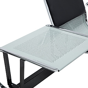 walsport Leather Waiting Room Furniture Black Chairs Reception 2 Seat with Table for Airport Seating, Office, Bank, Hospital Bench