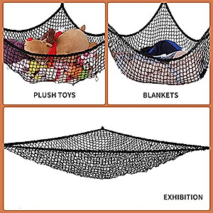 Stuffed Animal Hammock, Toy Hammock Storage Net, LXUNYI Mesh Toy Net Holder Jumbo Wall Corner Giant Baby Kids Children Stuff animals Hammocks Net Organizer for Bedroom (Black, 84 inch)