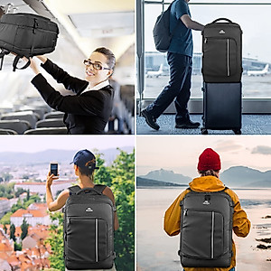 MATEIN Travel Backpack Airline Approved, Underseat Carry on Backpack for Men & Women, 40L Large Backpack with 17 inch Laptop Compartment & Shoe Bag for Airplane Flight Luggage Personal Item, Black