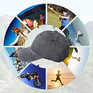 Retro Baseball Cap for Men Women, Adjustable Vintage Washed Denim Dad Hat Scottish Hairy Highland Cow, Fashion Metal Buckle Closure, 6 Breathable Hole, Cowboy Golf Hats Black