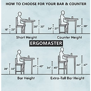 ERGOMASTER Set of 4 Cambridge Bar Stools, 24 Inch Counter Stools, Solid Wood Legs Espresso with Gray PU Cushion for Kitchen Living Room and Bar (Set of 4,24Inches White Leg