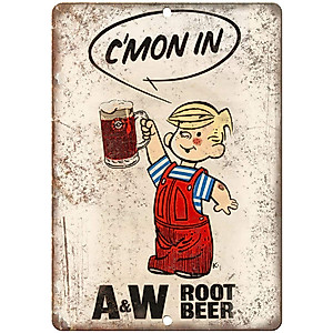Keviewly NOT A&W Root Beer Dennis The Menace Tin Signs Metal Poster Warning Sign Decor for Garage Home Garden Retro Tin Sign Wall Birthday Party Bar Cafe Kitchen