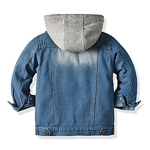 SOFEON Toddler Baby Boy Girls Denim Jacket Button Down Basic Ripped Hoodie Jeans Coat Kid Cowboy Outwear Casual Clothes (Hoodie-grey, 12-18 Months)