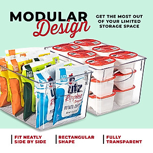 Clear Refrigerator Organizer Bins - Plastic Fridge Organizers - Storage Containers for Organizing Pantry, Cupboard, Cabinet, Freezer, Food, Fruit, Kitchen, Bathroom - Refrigerator Storage Bin set of 2