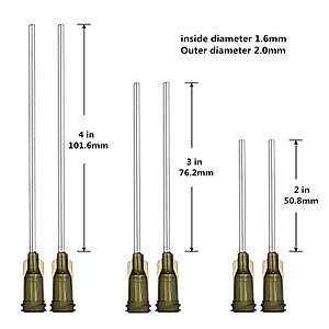 6 Pack 100ml Syringes with 14G 4.0" 3.0'' 2.0" Blunt Tip Needles and Storage Caps(Luer Lock), Plastic Reusable Syringe for Glue Applicator, Oil Dispensing Multiple Uses